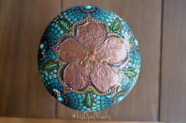 Flower Mandala Stone, Hand Painted Rock, Boho Decor, Hand Painted Ston ...