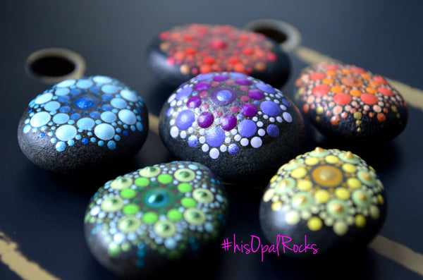 Set of Six Magnets, Hand Painted Stones, Rainbow Magnets – hisOpal art ...