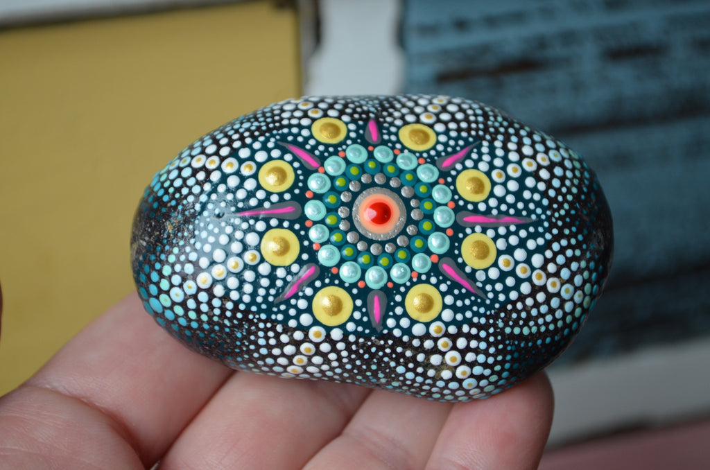 Hand Painted Stone, Mandala Stone, Southwestern Decor, Painted Rock, B ...